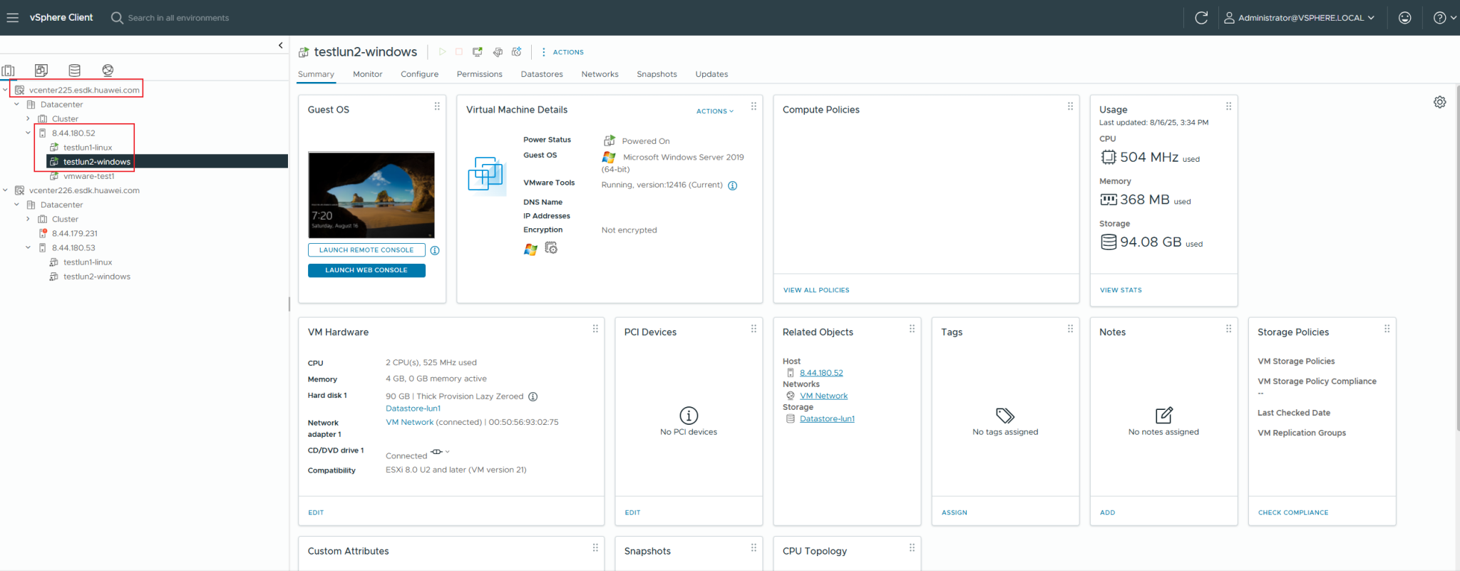 Huawei OceanStor Dorado All-Flash Storage and VMware SRM 9.0.2